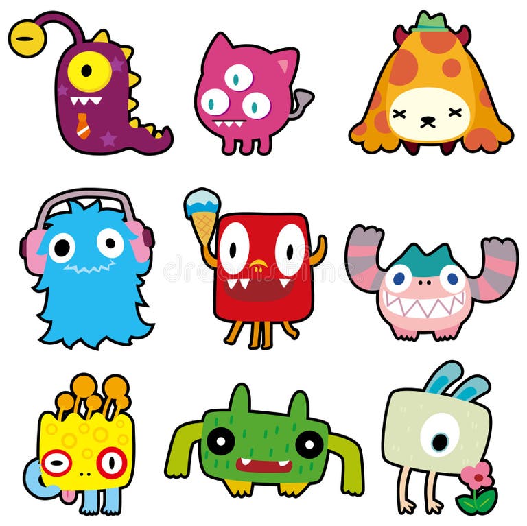 Cartoon Funny Monster Color Doodle Stock Illustrations – 4,032 Cartoon ...