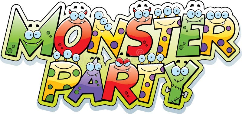 Cartoon Monster Party Text stock vector. Illustration of graphic - 51089972