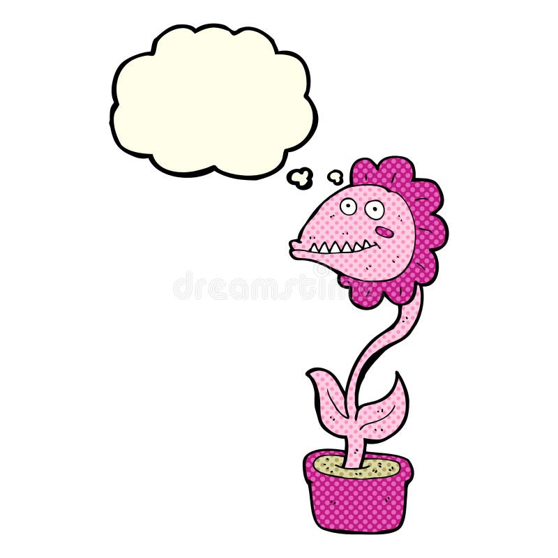 Cartoon Monster Plant with Thought Bubble Stock Illustration ...