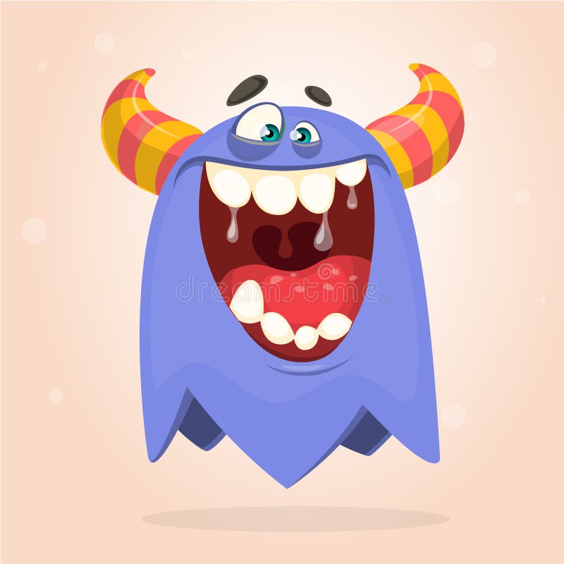 Cartoon Monster with Scary Expression Face. Vector Character. Stock ...