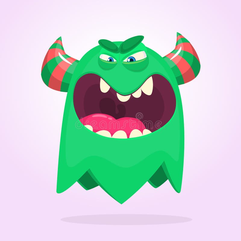 Cartoon Monster with Scary Expression Face. Vector Character. Stock ...