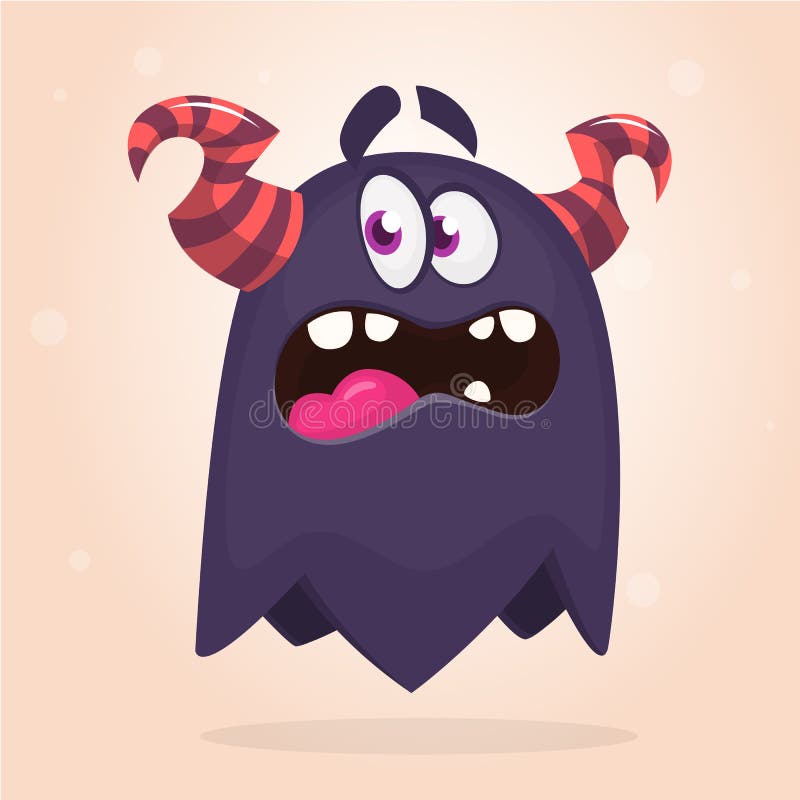 Cartoon Monster with Scary Expression Face. Vector Character Stock ...