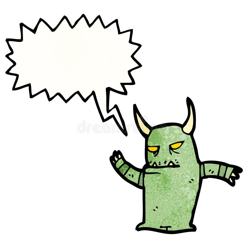 Cartoon Monster with Speech Bubble Stock Vector - Illustration of ...