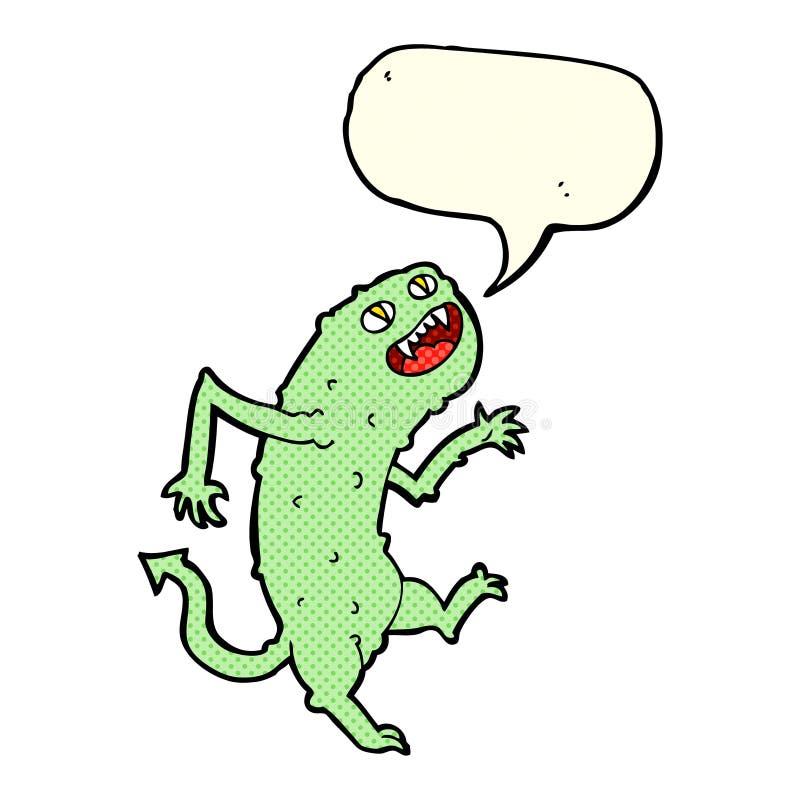 Cartoon Monster with Speech Bubble Stock Illustration - Illustration of ...