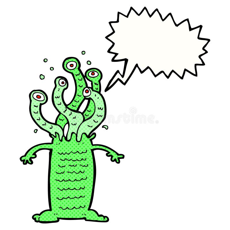 Cartoon Monster with Speech Bubble Stock Illustration - Illustration of ...