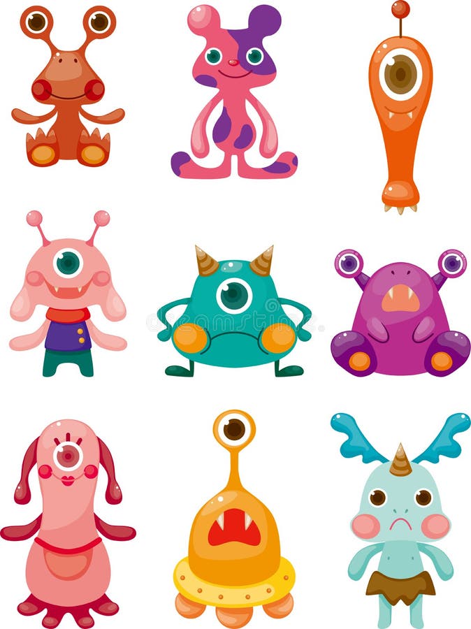 Cartoon Monsters icons set stock vector. Illustration of devil - 23081601