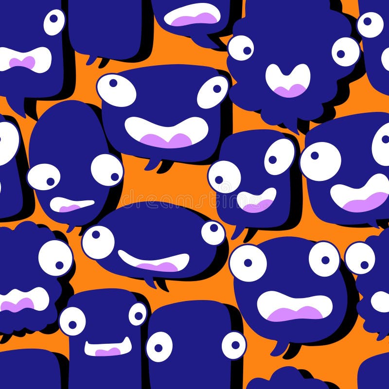 Cartoon Monsters Seamless Text Bubble Pattern for Wrapping Paper and ...