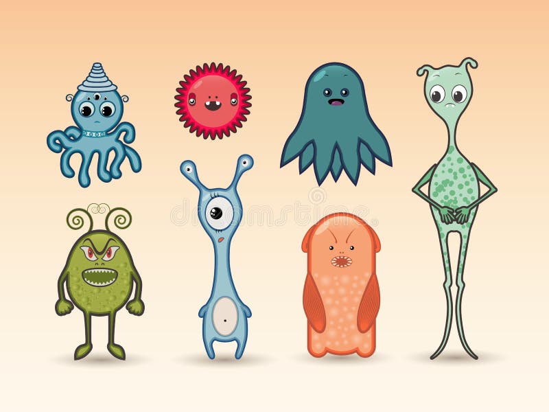 Cartoon monsters set stock vector. Illustration of painting - 28128945