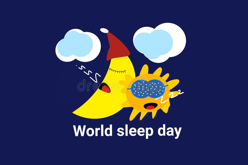 Cartoon Moon and Sun Sleeping Stock Illustration - Illustration of ...