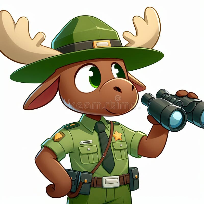 Cartoon Moose Working As a Park Ranger Stock Illustration ...