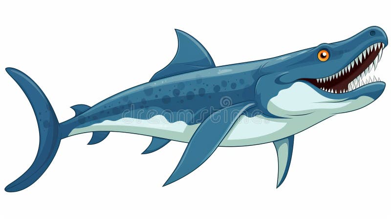 Cartoon Mosasaurus on White Background, Vector Illustration Stock ...
