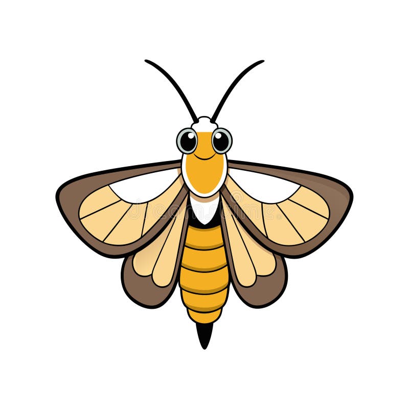 Cartoon Moth with Big Eyes and a Happy Smile Stock Image - Illustration ...