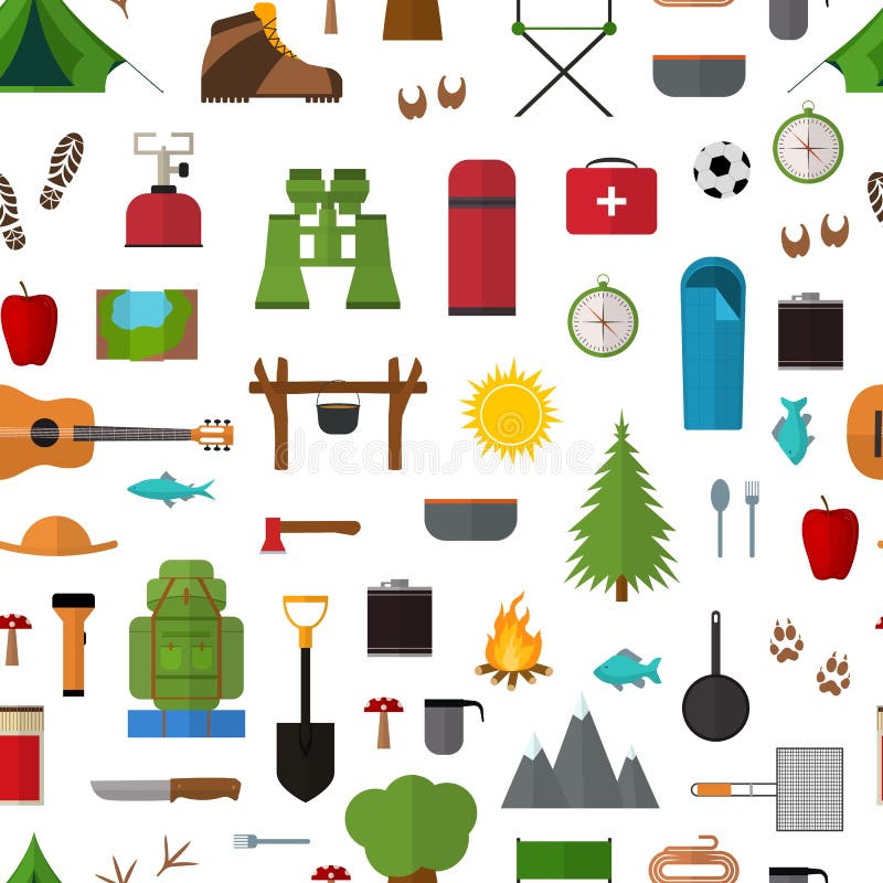 Cartoon Mountain Hike Elements Banner Card Circle. Vector Stock Vector ...