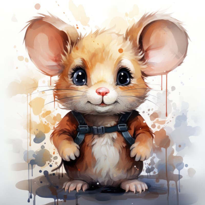 A Cartoon Mouse with Big Eyes and a Bow Tie. Digital Image. Stock ...