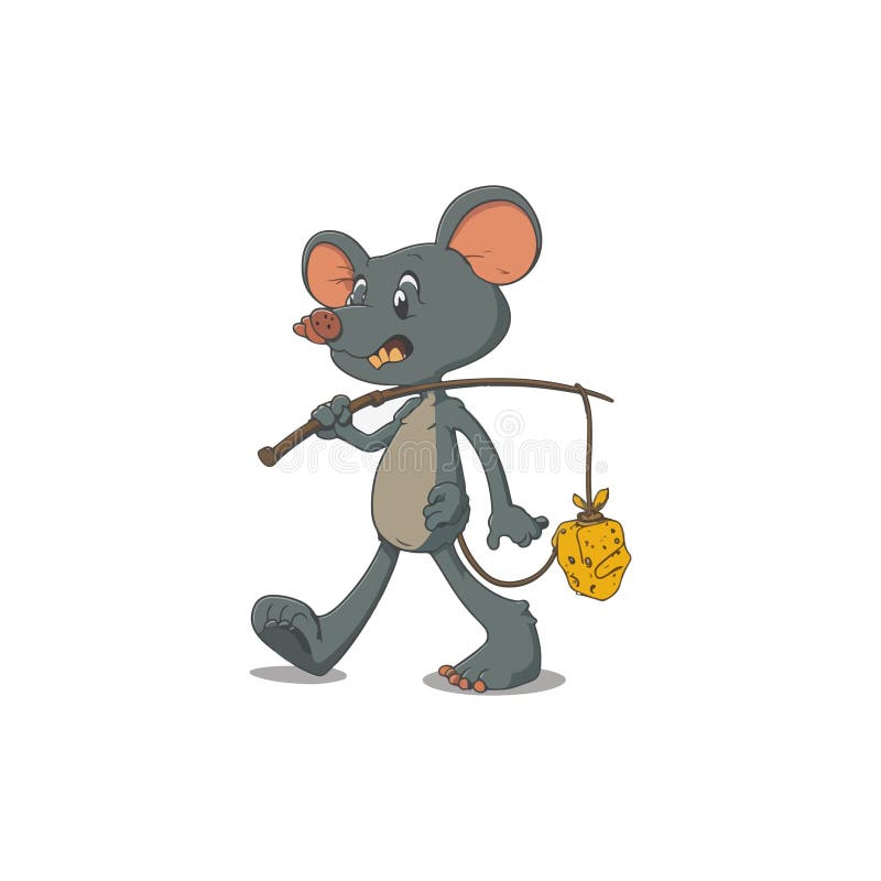 Cartoon Mouse Carrying Chunks Vector Stock Illustration - Illustration ...