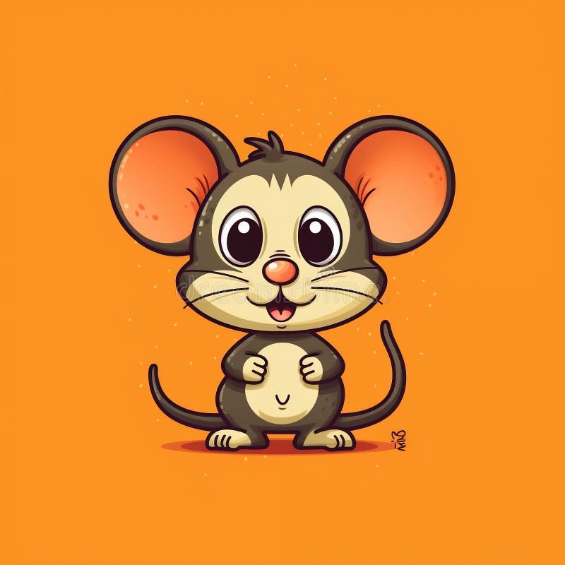 Cartoon Mouse Character on Orange Background (Cute). Generative AI ...