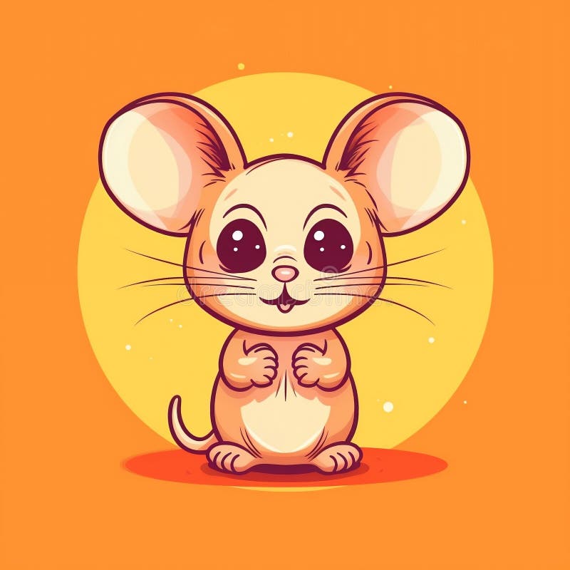 Cartoon Mouse Character on Orange Background (Cute). Generative AI ...