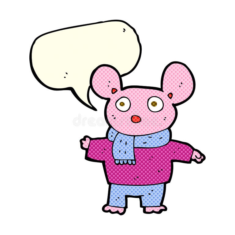 Cartoon Mouse in Clothes with Speech Bubble Stock Illustration ...