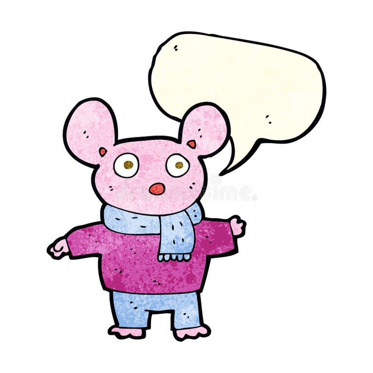 Cartoon Mouse in Clothes with Speech Bubble Stock Illustration ...