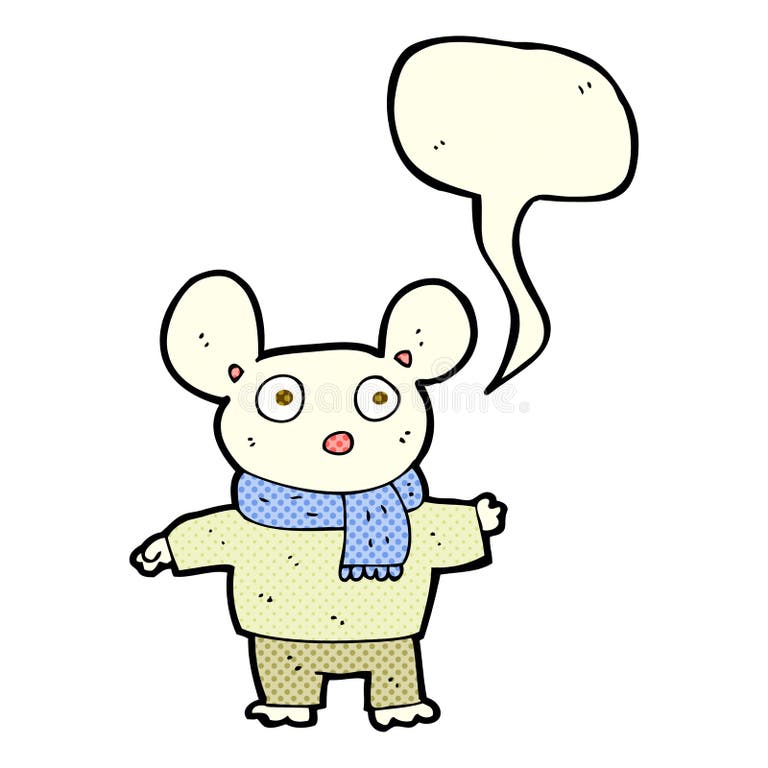 Cartoon Mouse in Clothes with Speech Bubble Stock Illustration ...