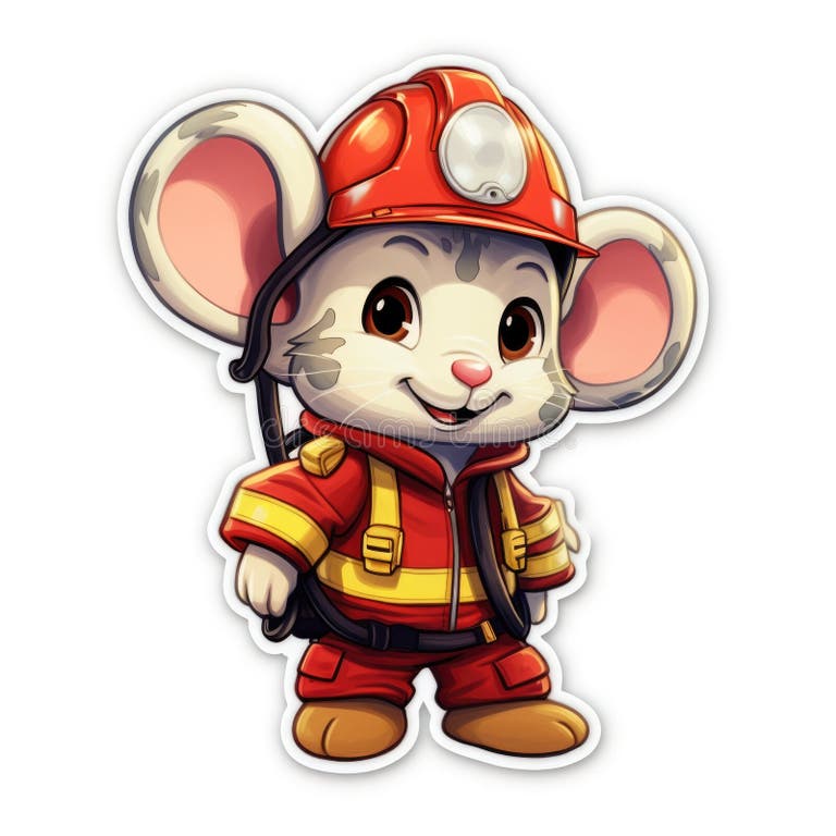 A Cartoon Mouse Dressed As a Fireman. Stock Illustration - Illustration ...