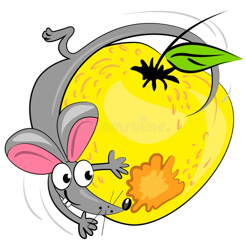 Cartoon Mouse Eating Apple. Illustration Stock Vector - Illustration of ...