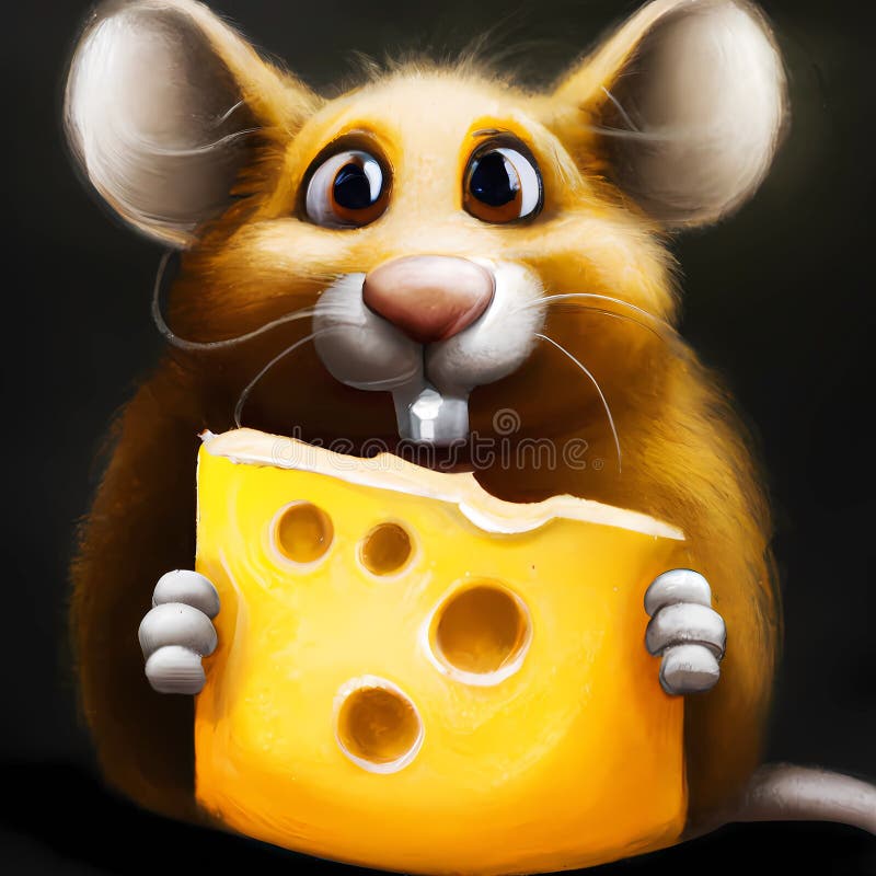Cartoon Mouse Eating Cheese