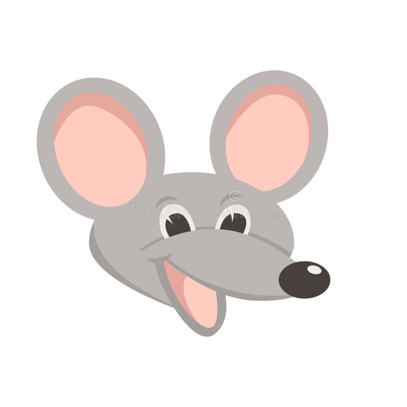 Cartoon Mouse Face Vector Illustration Flat Style Front Stock Vector ...