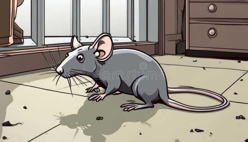 A Cartoon Mouse on the Floor Stock Illustration - Illustration of ...