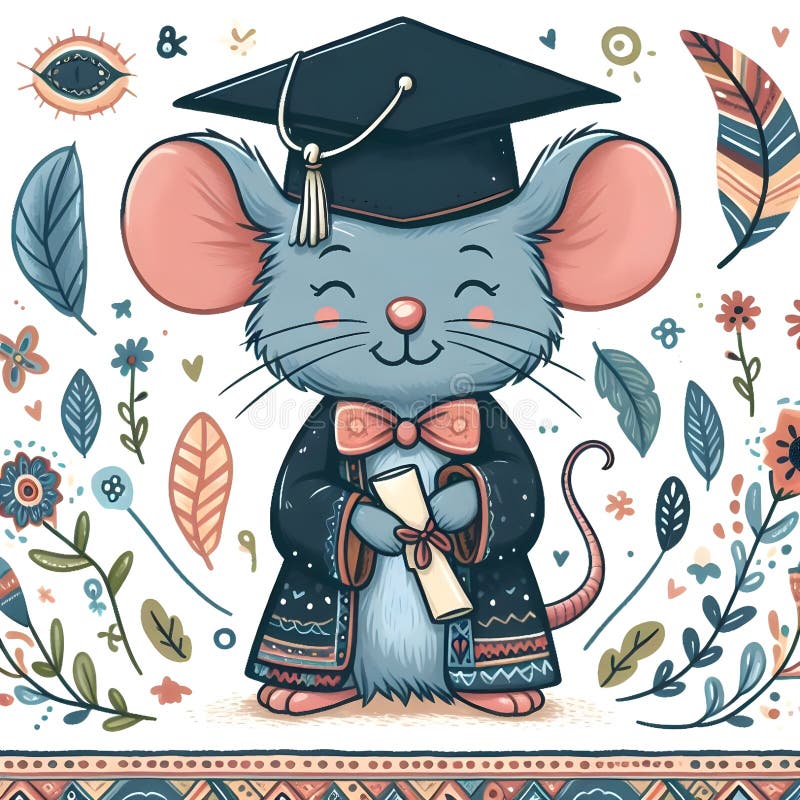 Cartoon mouse graduating stock illustration. Illustration of sign ...