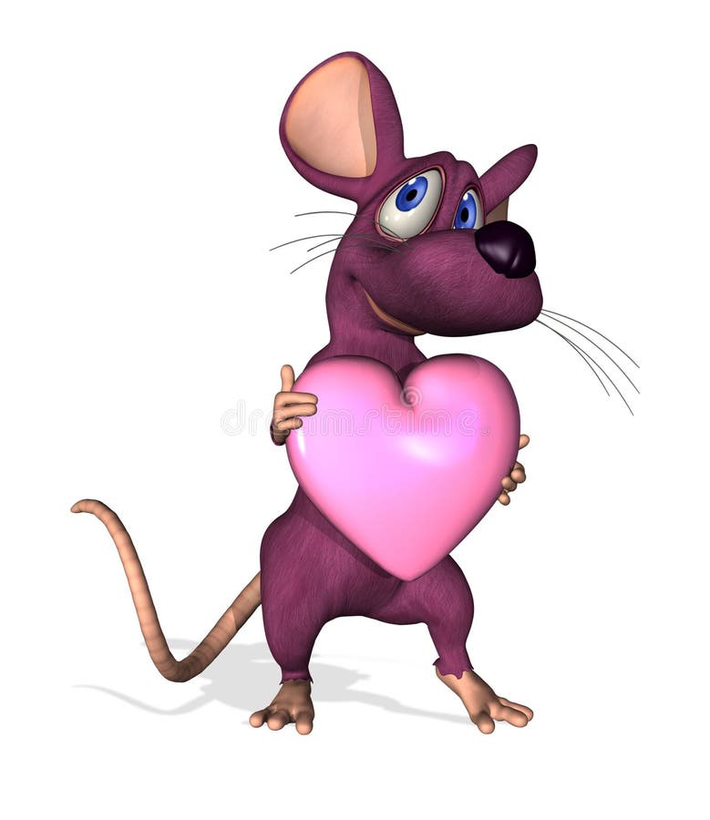 Cartoon Mouse with Heart stock illustration. Illustration of mice - 3821932