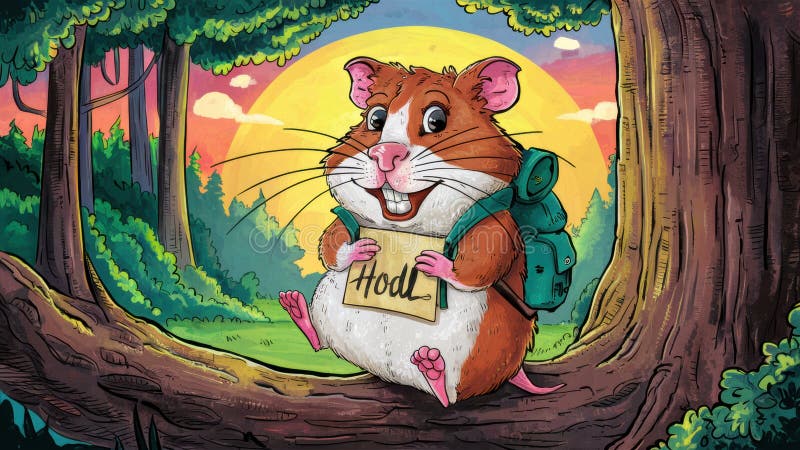 A Cartoon Mouse Holding a Sign in the Woods, AI Stock Image - Image of ...