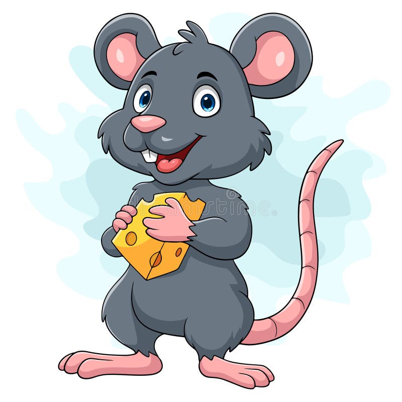 Cartoon Mouse Holding Slice of Cheese Stock Vector - Illustration of ...