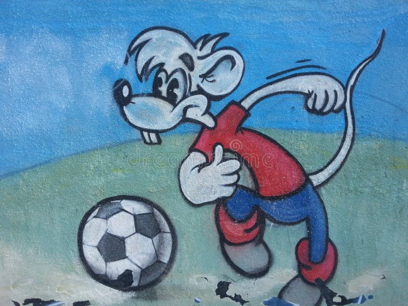 Cartoon Mouse Plays Football Editorial Image - Image of wall, mouse ...