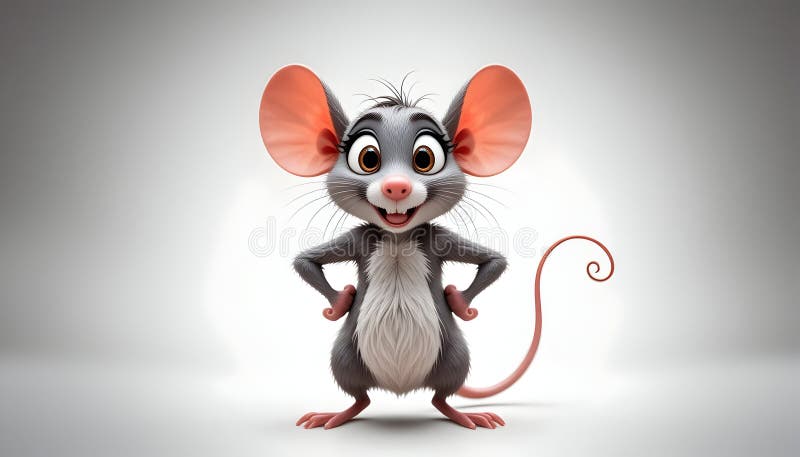 Cartoon Mouse Standing with Hands on Hips Posing Cheerfully Stock Image ...