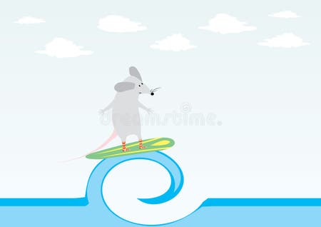 Cartoon mouse surfer stock vector. Illustration of equilibrium - 11086479