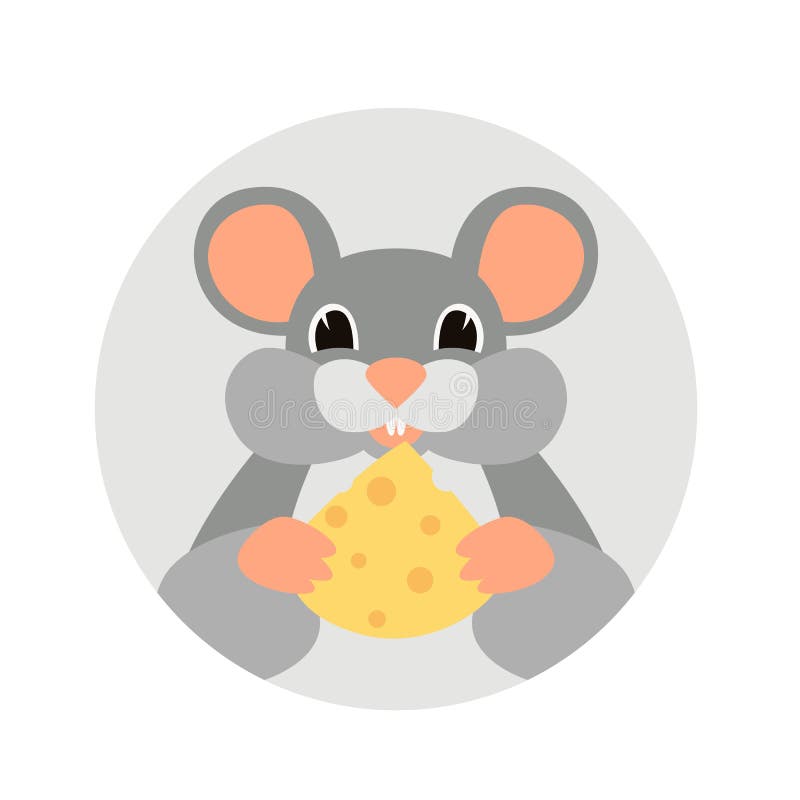 Cartoon Mouse Vector Illustration Flat Style Front Stock Vector ...