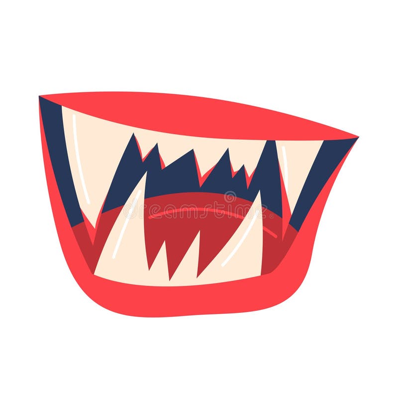 Cartoon Mouth with Sharp Teeth Yelling. Angry Comic Shout Expression ...