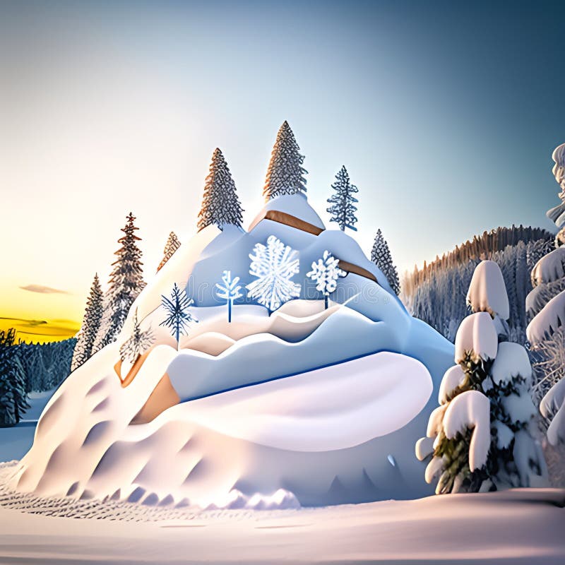 Cartoon Movie Type Snow 3D Mountain Stock Illustration - Illustration ...