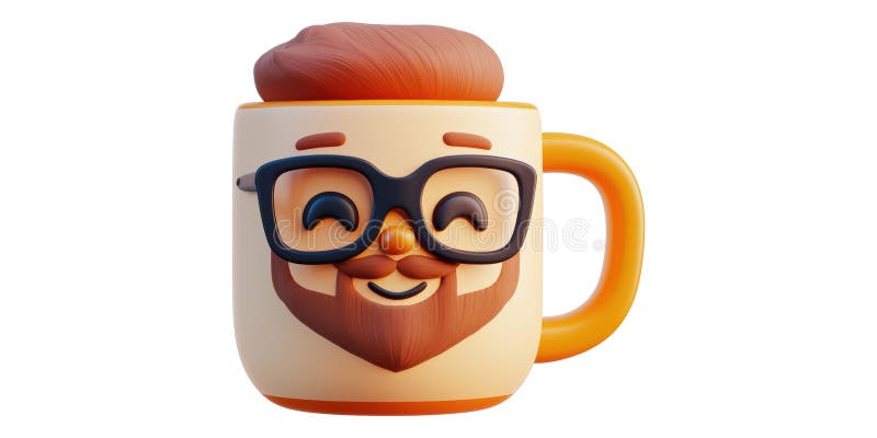 Cartoon Mug with Character Face Icon Isolated on Transparent Background ...