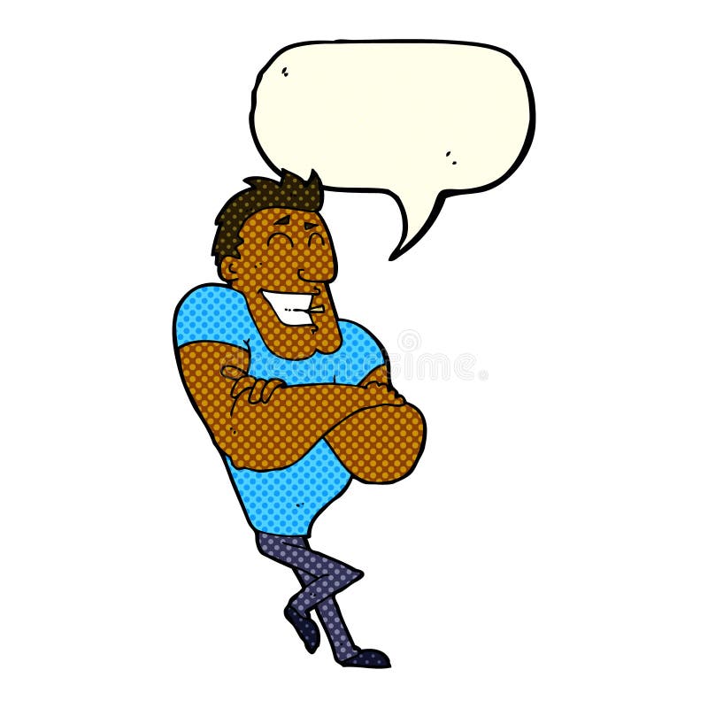 Cartoon Muscle Guy with Speech Bubble Stock Illustration - Illustration ...