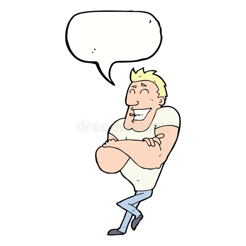 Cartoon Muscle Guy with Speech Bubble Stock Illustration - Illustration ...
