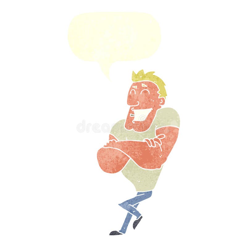 Cartoon Muscle Guy with Speech Bubble Stock Illustration - Illustration ...