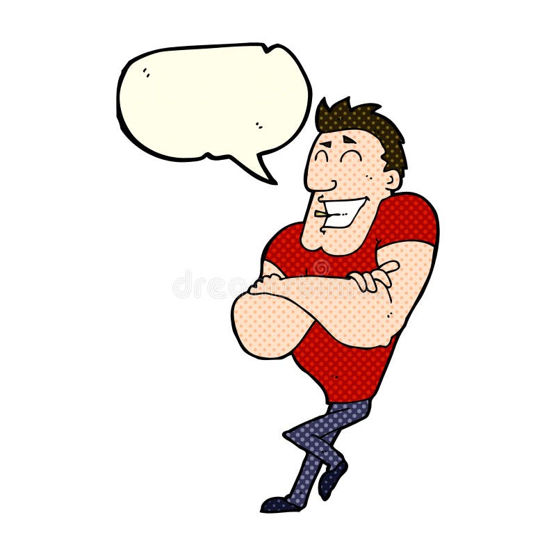 Cartoon Muscle Guy with Speech Bubble Stock Illustration - Illustration ...