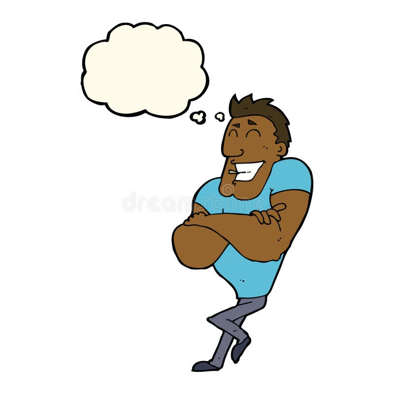 Cartoon Muscle Guy with Thought Bubble Stock Illustration ...