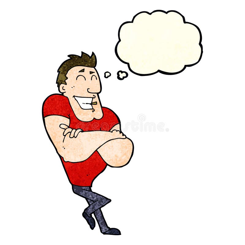 Cartoon Muscle Guy with Thought Bubble Stock Illustration ...