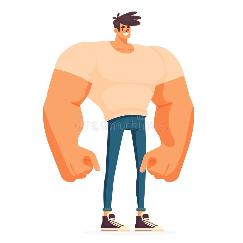 Cartoon Muscular Star Flexing Muscles Stock Vector - Illustration of ...