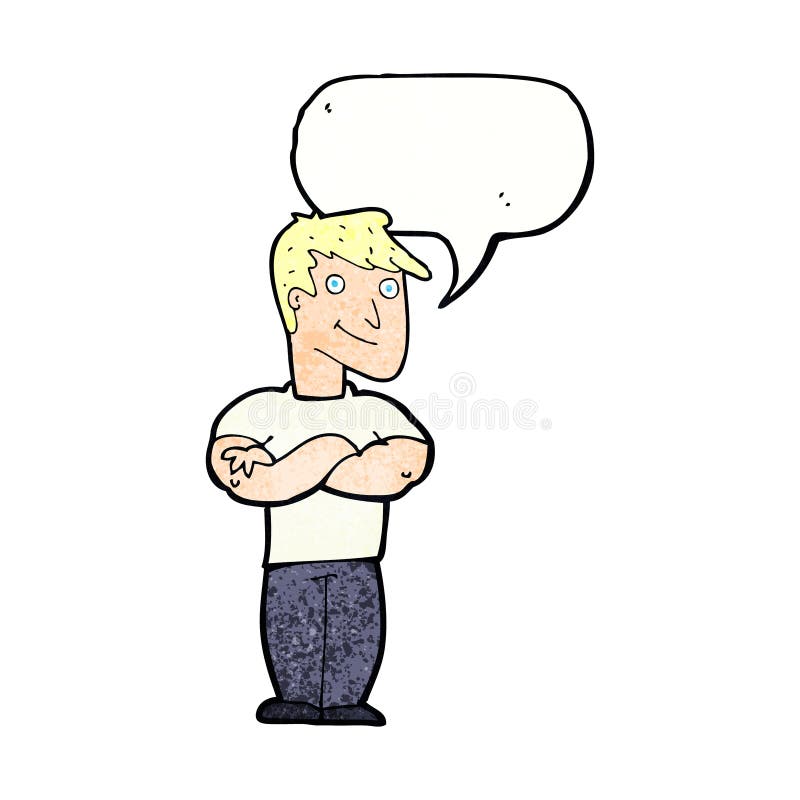 Cartoon Muscular Man with Speech Bubble Stock Illustration ...