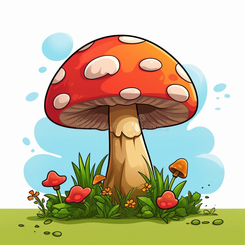 Cartoon Mushroom Illustration Stock Illustration - Illustration of cute ...