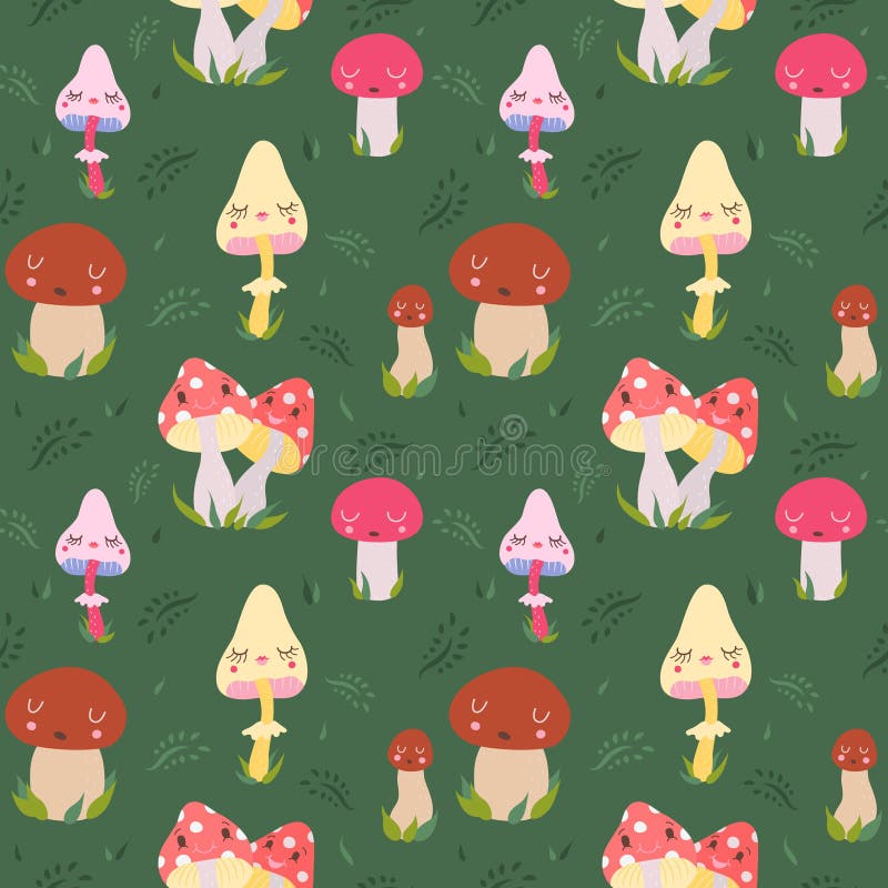 Mushrooms seamless pattern stock vector. Illustration of agaric - 34499890